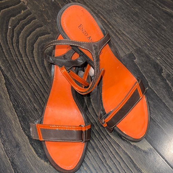 Enzo Angiolini | Shoes | Enzo Angiolini Heeled Sandals In Brown Leather ...